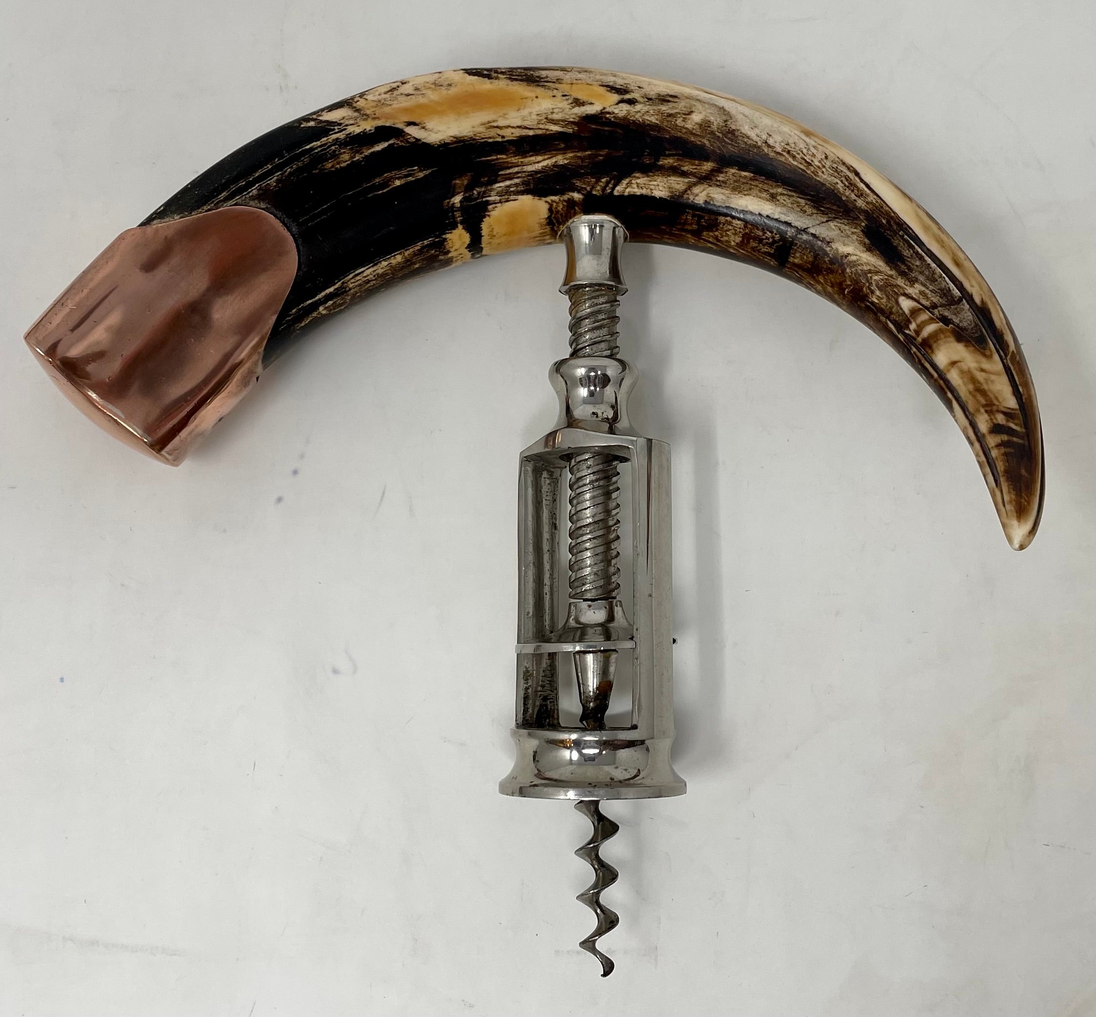 Antique French Excelsior Design Boar's Tusk Corkscrew with Copper Mount ...