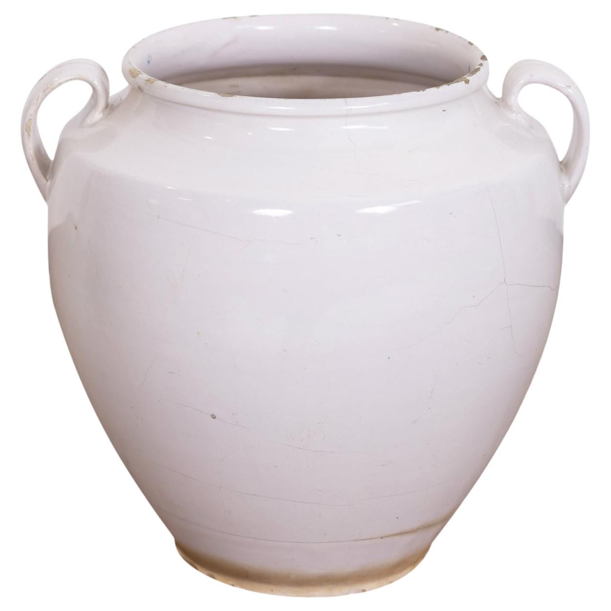 Antique French Faience Confit Pot or Egg Pot with White Glaze at 1stDibs