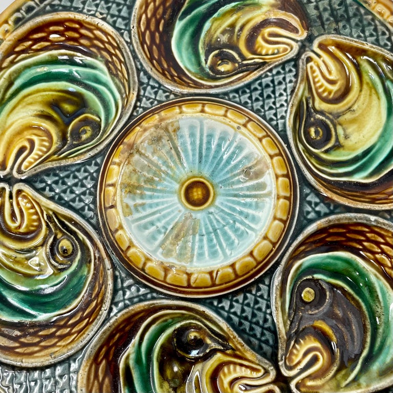 Antique French Faience Palissy Porcelain Fish-Head Oyster Plate, circa ...