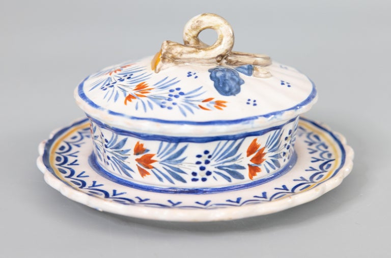Antique French Faience Quimper Lidded Butter Bowl Dish circa 1920 For ...