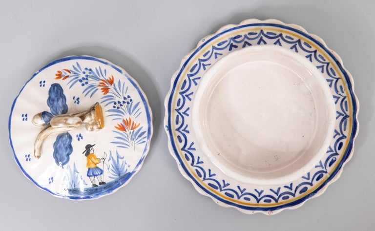 Antique French Faience Quimper Lidded Butter Bowl Dish circa 1920 For ...