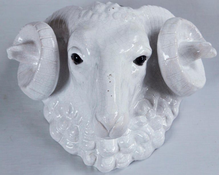 Antique French Faience Ram's Head, Bavent, circa 1900 at 1stDibs