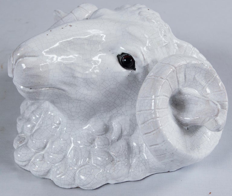 Antique French Faience Ram's Head, Bavent, circa 1900 at 1stDibs