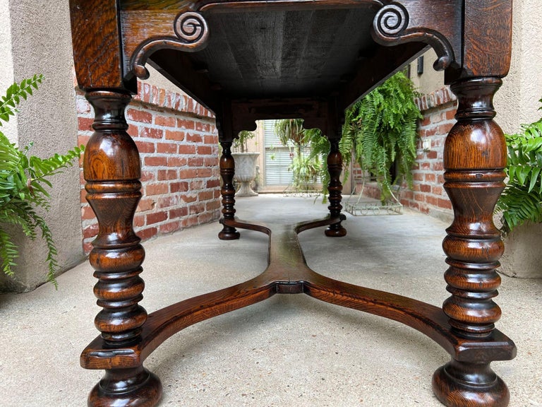 Antique French Farm Table Dining Library Desk Carved Oak Farmhouse For ...