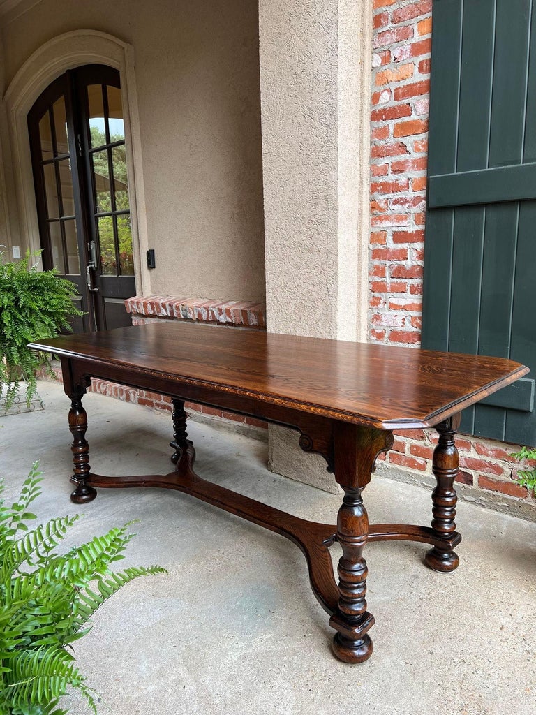 Antique French Farm Table Dining Library Desk Carved Oak Farmhouse For ...