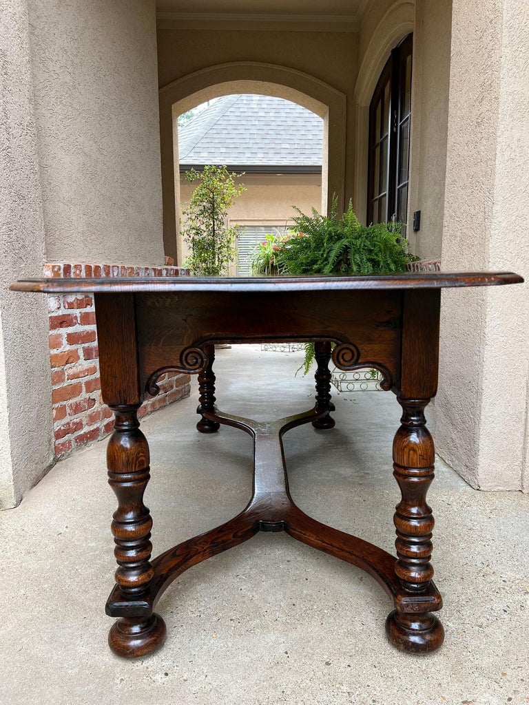 Antique French Farm Table Dining Library Desk Carved Oak Farmhouse For ...