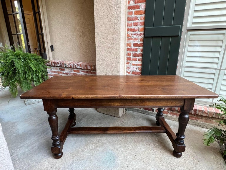 Antique French Farm Table Dining Library Desk Oak Farmhouse Conference ...