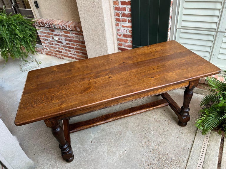 Antique French Farm Table Dining Library Desk Oak Farmhouse Conference ...