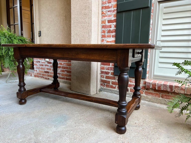 Antique French Farm Table Dining Library Desk Oak Farmhouse Conference ...