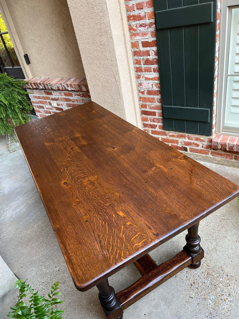 Antique French Farm Table Dining Library Desk Oak Farmhouse Conference ...