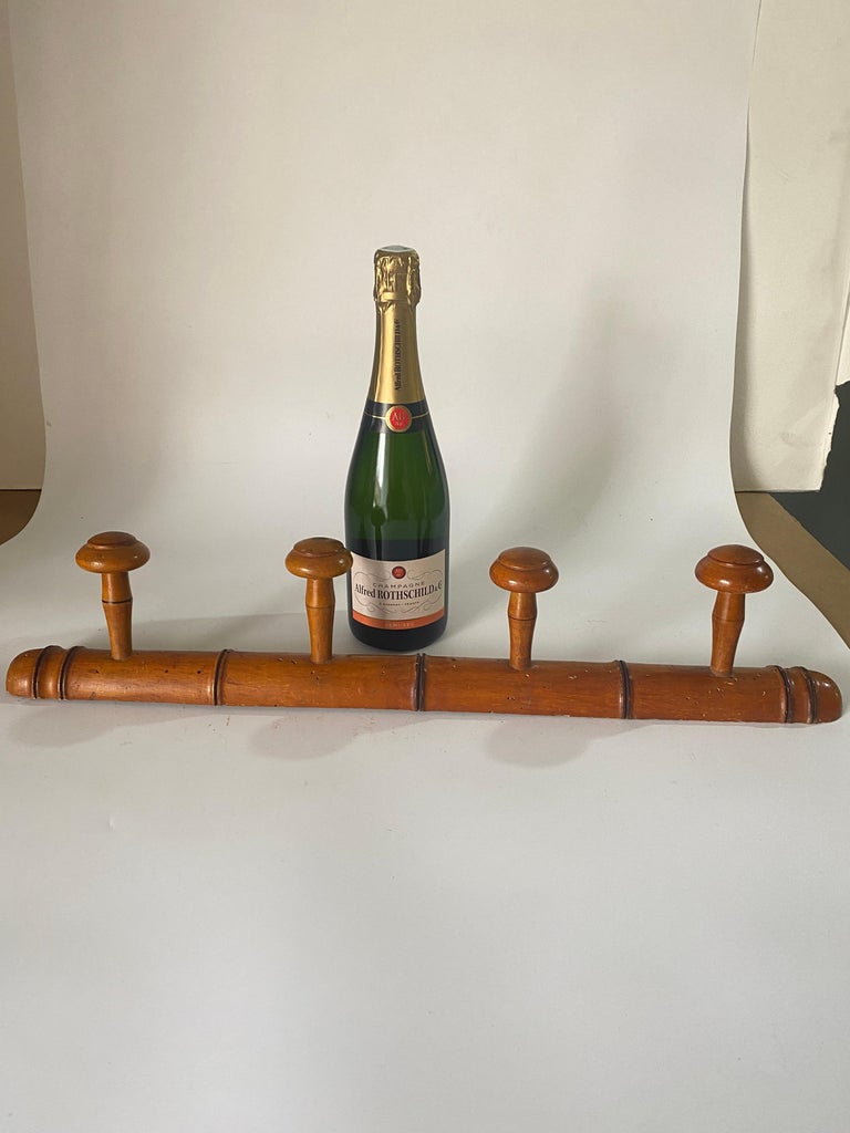 Antique French Faux Bamboo Carved Coat and Hat Rack, circa 1920 For ...