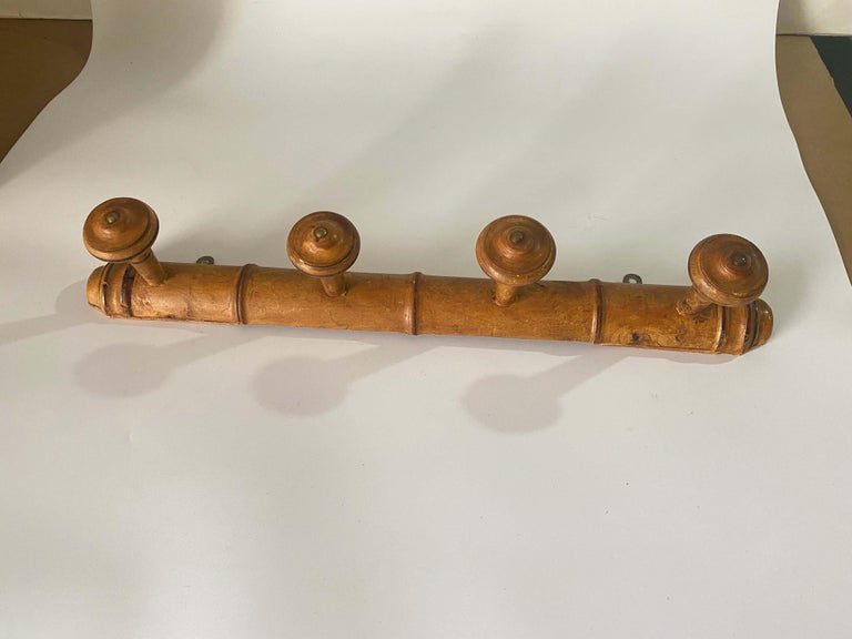 Antique French Faux Bamboo Carved Coat and Hat Rack, circa 1920 For ...