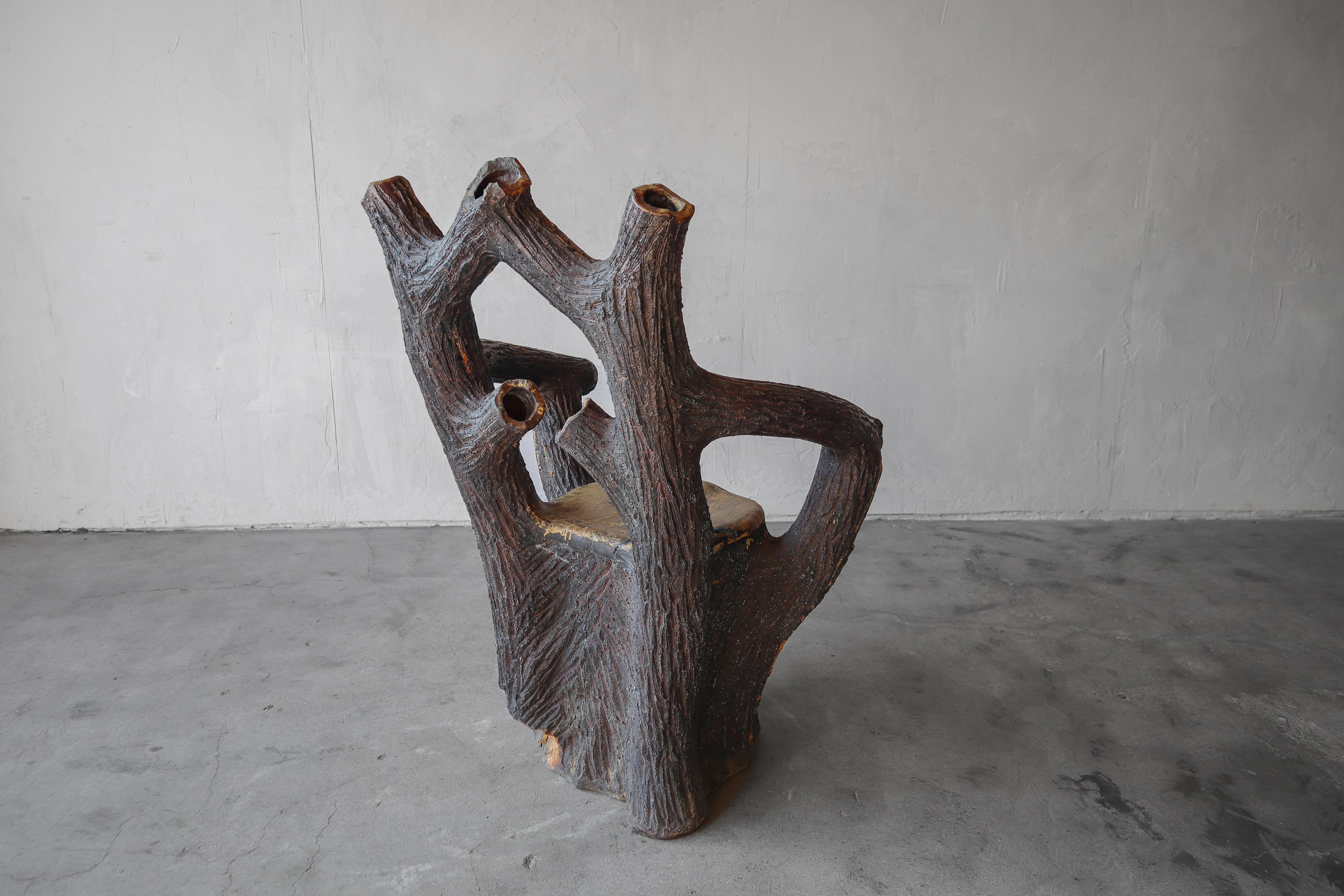 Antique French Faux Bois Cast Tree Trunk Chair For Sale at 1stDibs