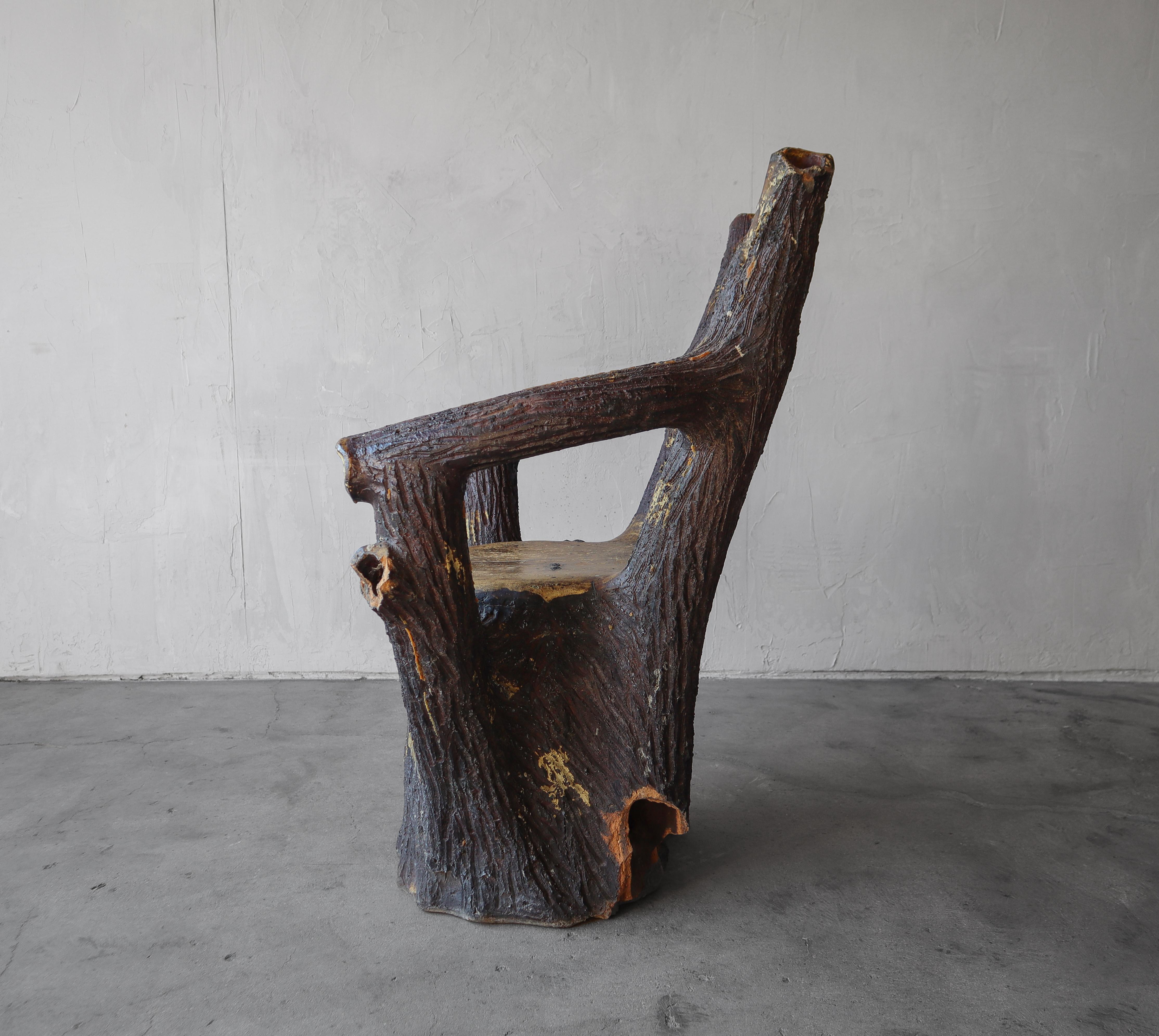 Antique French Faux Bois Cast Tree Trunk Chair For Sale at 1stDibs