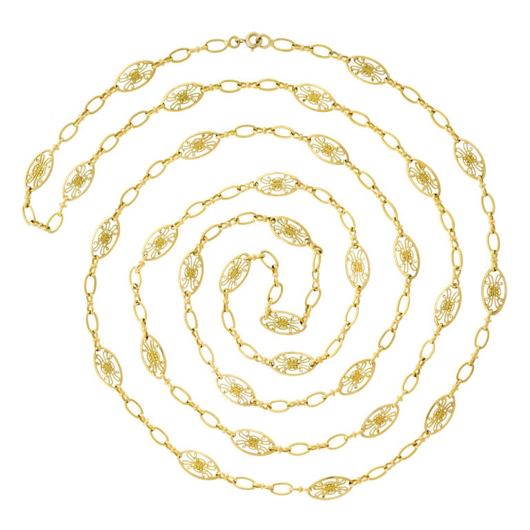 Antique French Filigree Necklace For Sale at 1stDibs | gold filigree ...