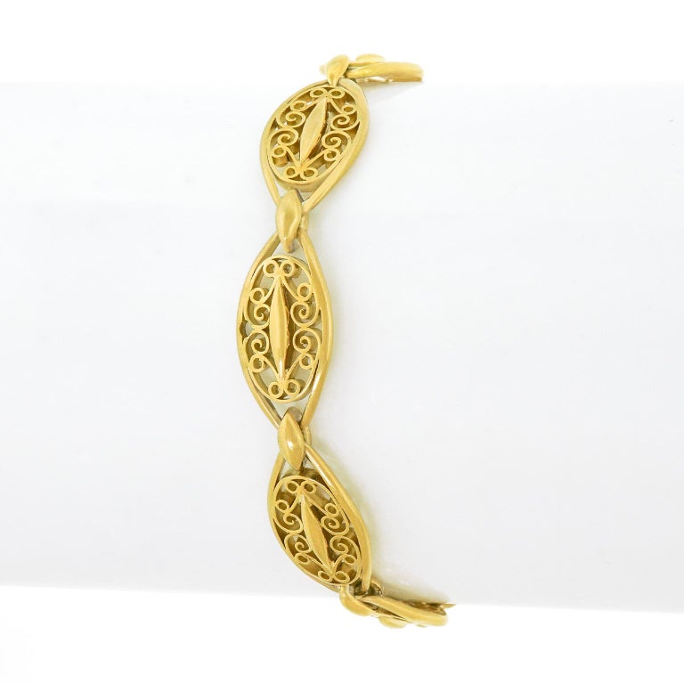 Antique French Filigree Gold Bracelet at 1stDibs