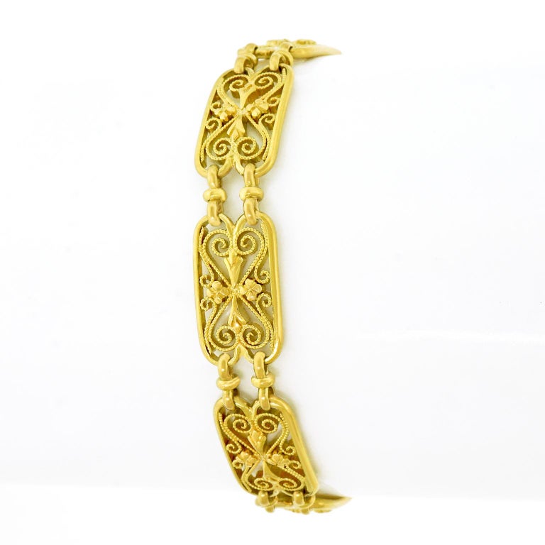 Antique French Filigree Gold Bracelet at 1stDibs