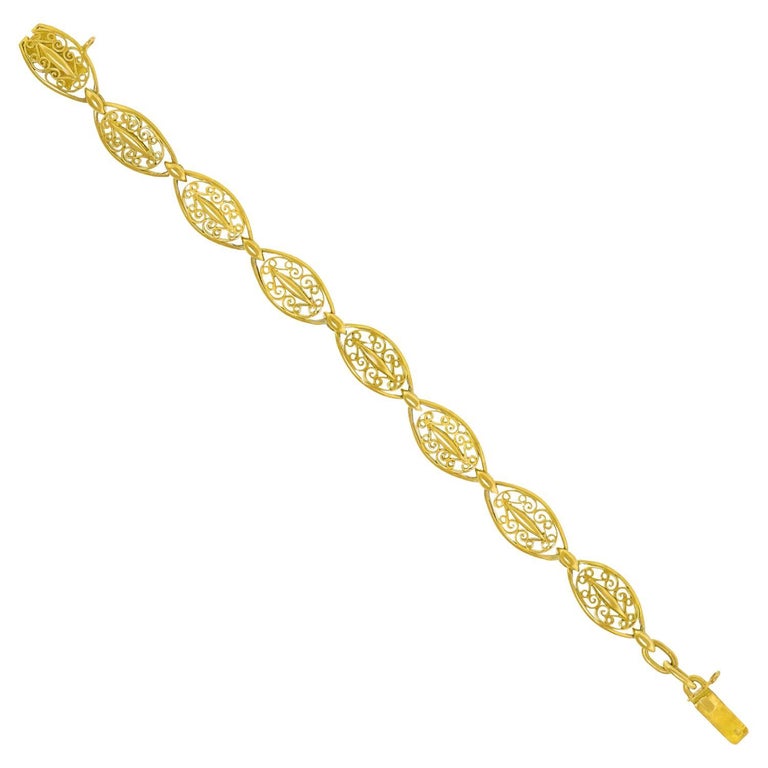 Antique French Filigree Gold Bracelet at 1stDibs