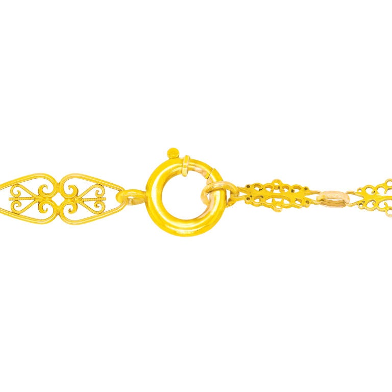 Antique French Filigree Gold Necklace For Sale at 1stDibs