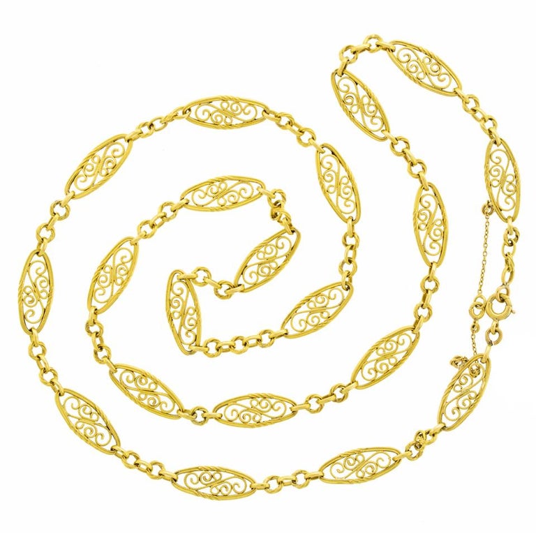 Antique French Filigree Gold Necklace For Sale at 1stDibs | french gold ...