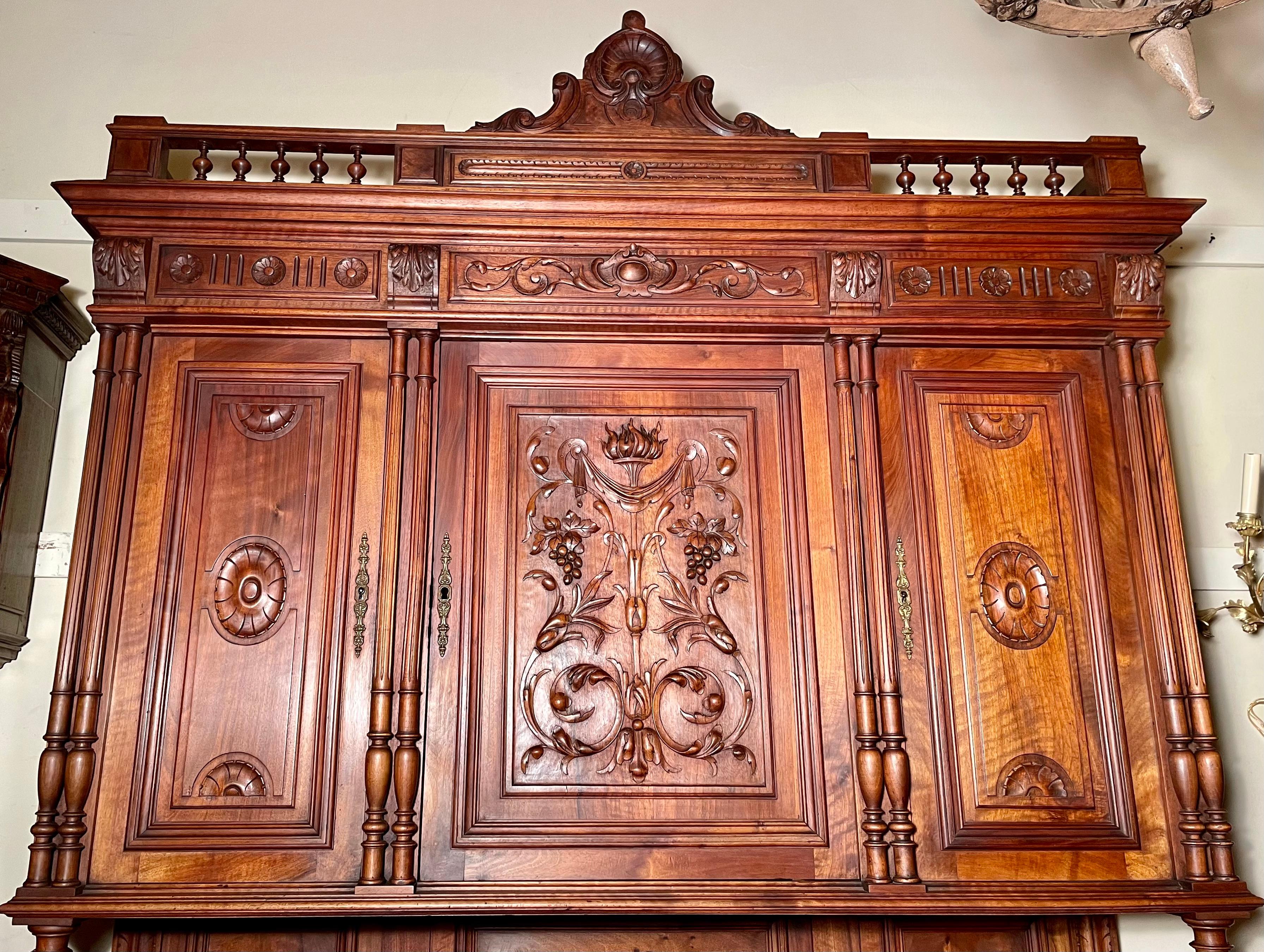 Antique French Finely Carved Walnut Buffet Cabinet, circa 1890s For ...