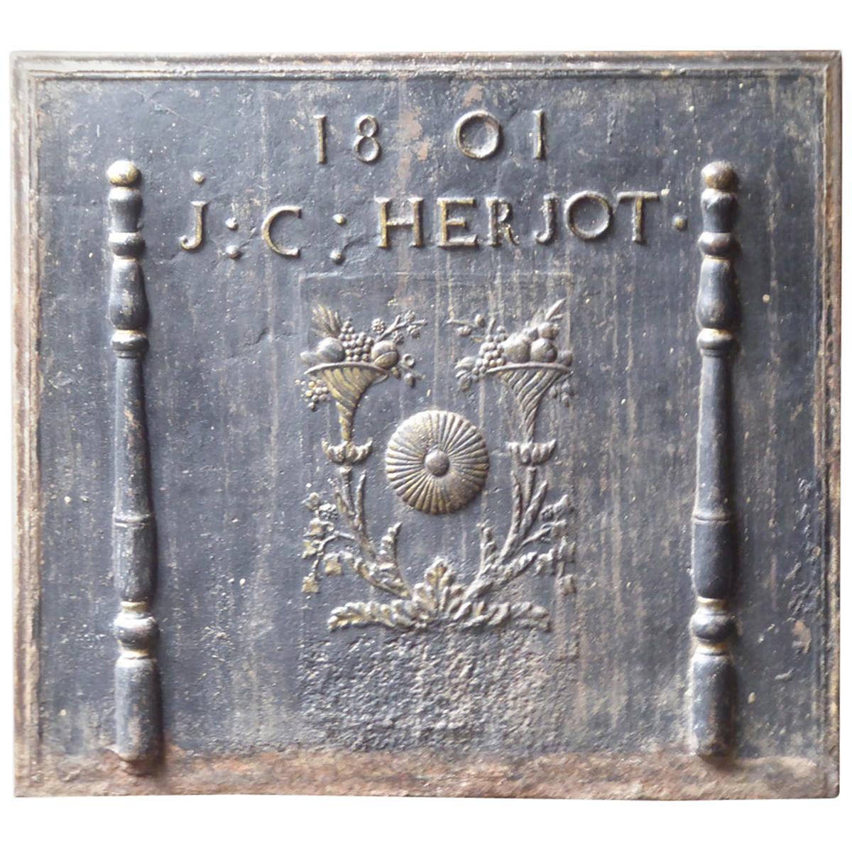 Antique Fireback with Medieval IHS Monogram, Dated 1744 at 1stDibs