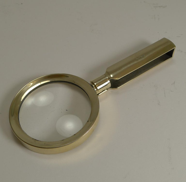 Antique French Folding Brass Magnifying Glass, circa 1900 at 1stDibs