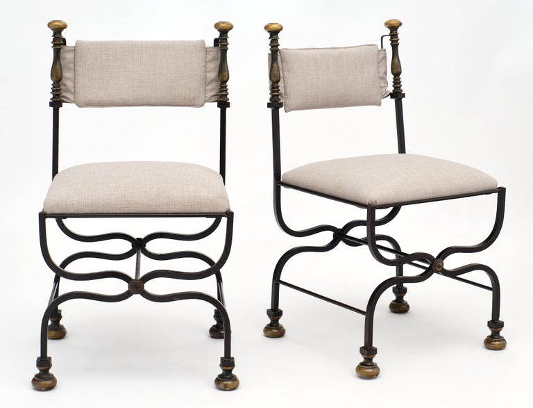 Antique French Forged Iron Side Chairs at 1stDibs