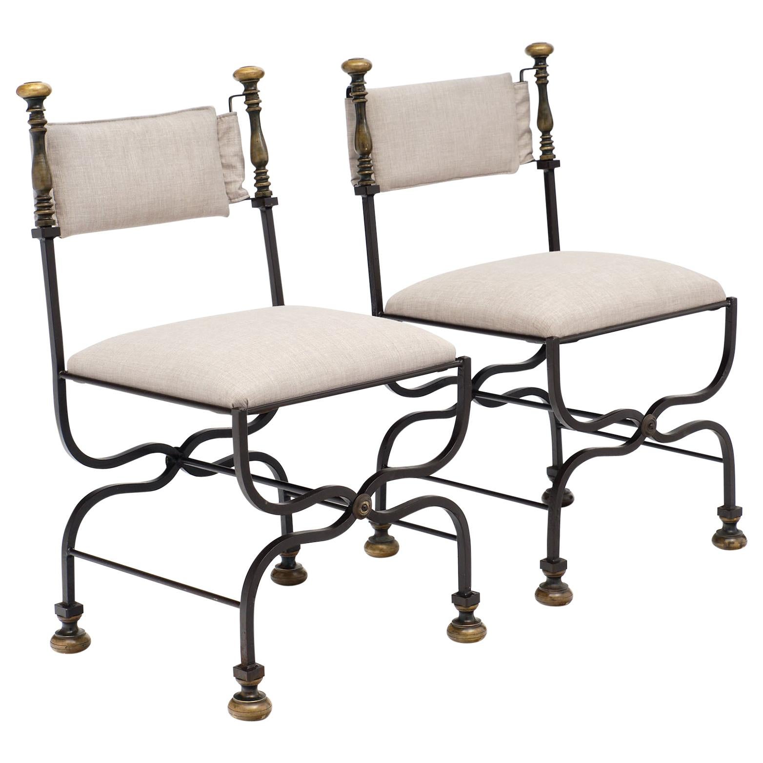 Antique French Forged Iron Side Chairs at 1stDibs