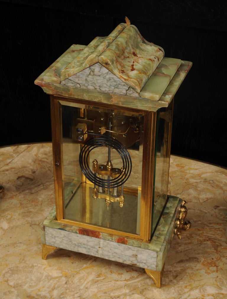 Antique French Four Glass Crystal Regulator Clock Set in Onyx and ...