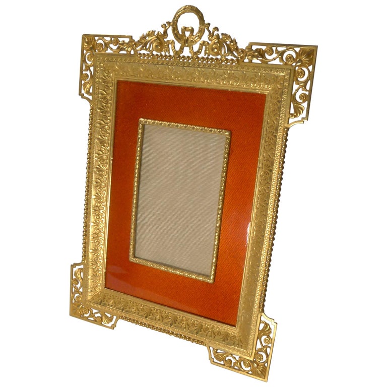 Antique French Gilded Bronze and Orange Enamel Picture Frame, circa ...