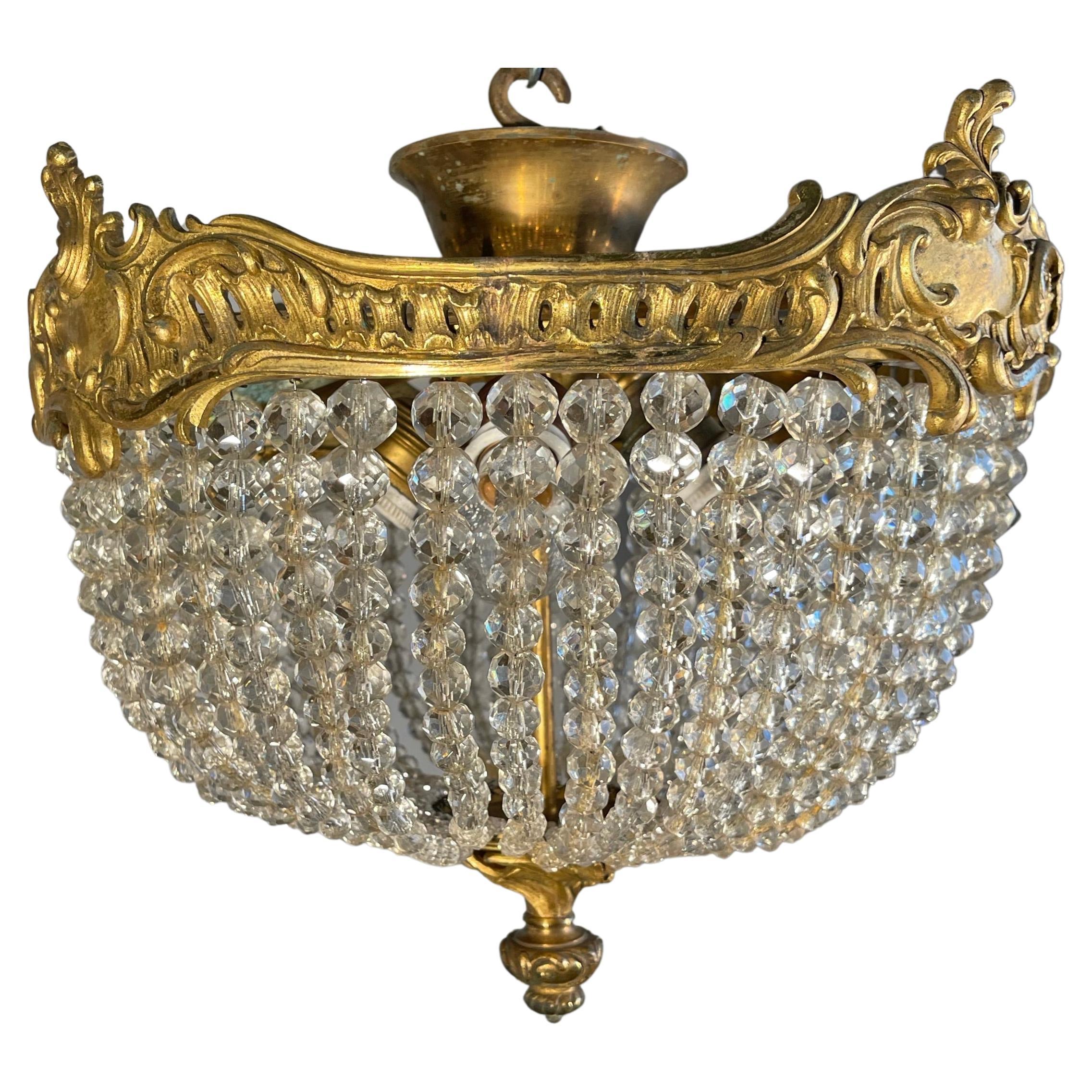 French Crystal Light Fixture For Sale at 1stDibs