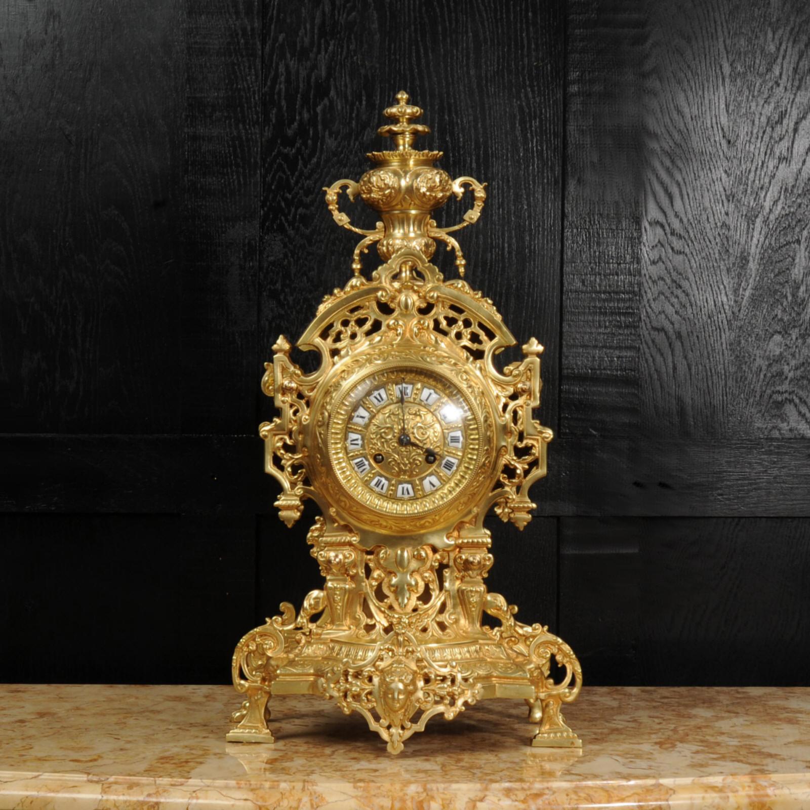 Antique French Gilt Bronze Baroque Clock at 1stDibs