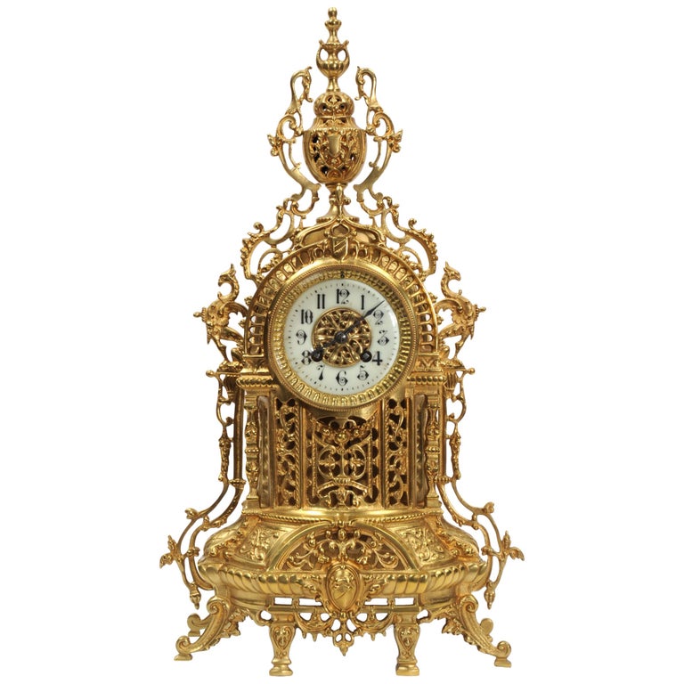 Antique French Gilt Bronze Baroque Clock at 1stDibs