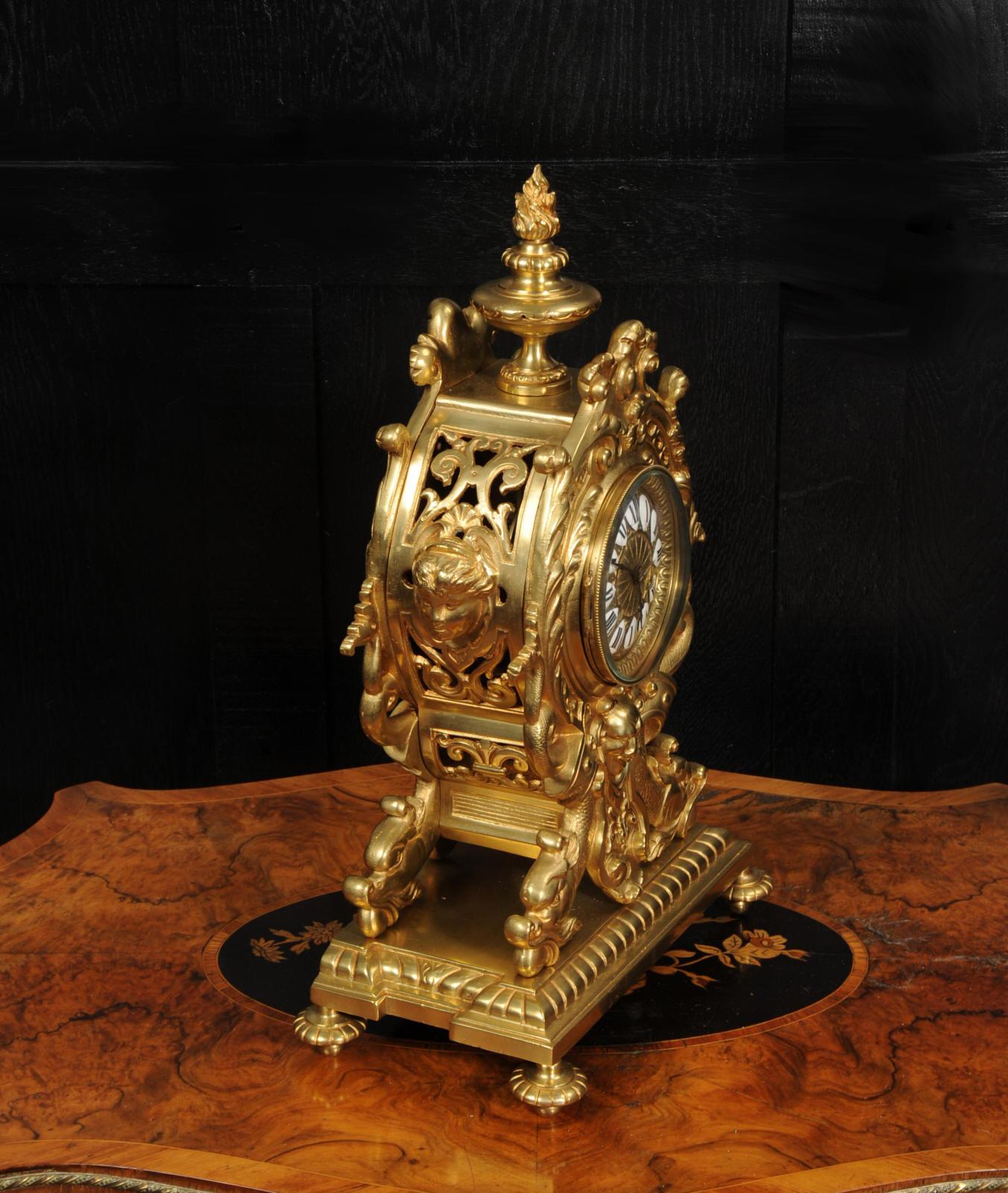 Antique French Gilt Bronze Baroque Clock, Mythical Sea at 1stDibs