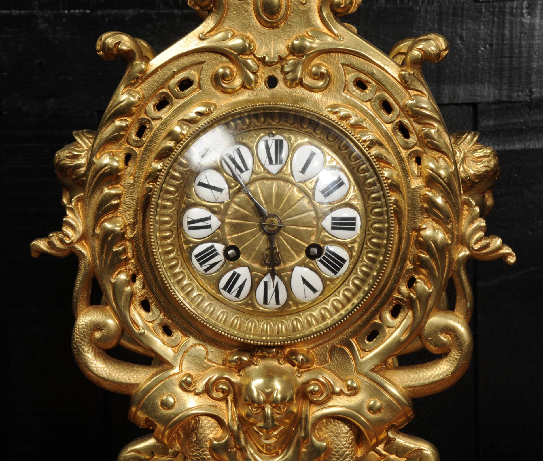 Antique French Gilt Bronze Baroque Clock, Mythical Sea at 1stDibs