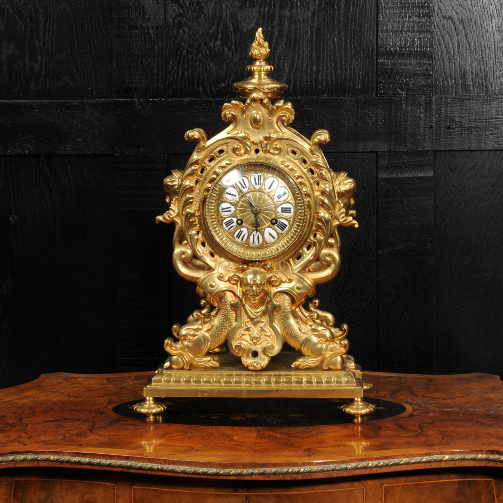 Antique French Gilt Bronze Baroque Clock, Mythical Sea at 1stDibs