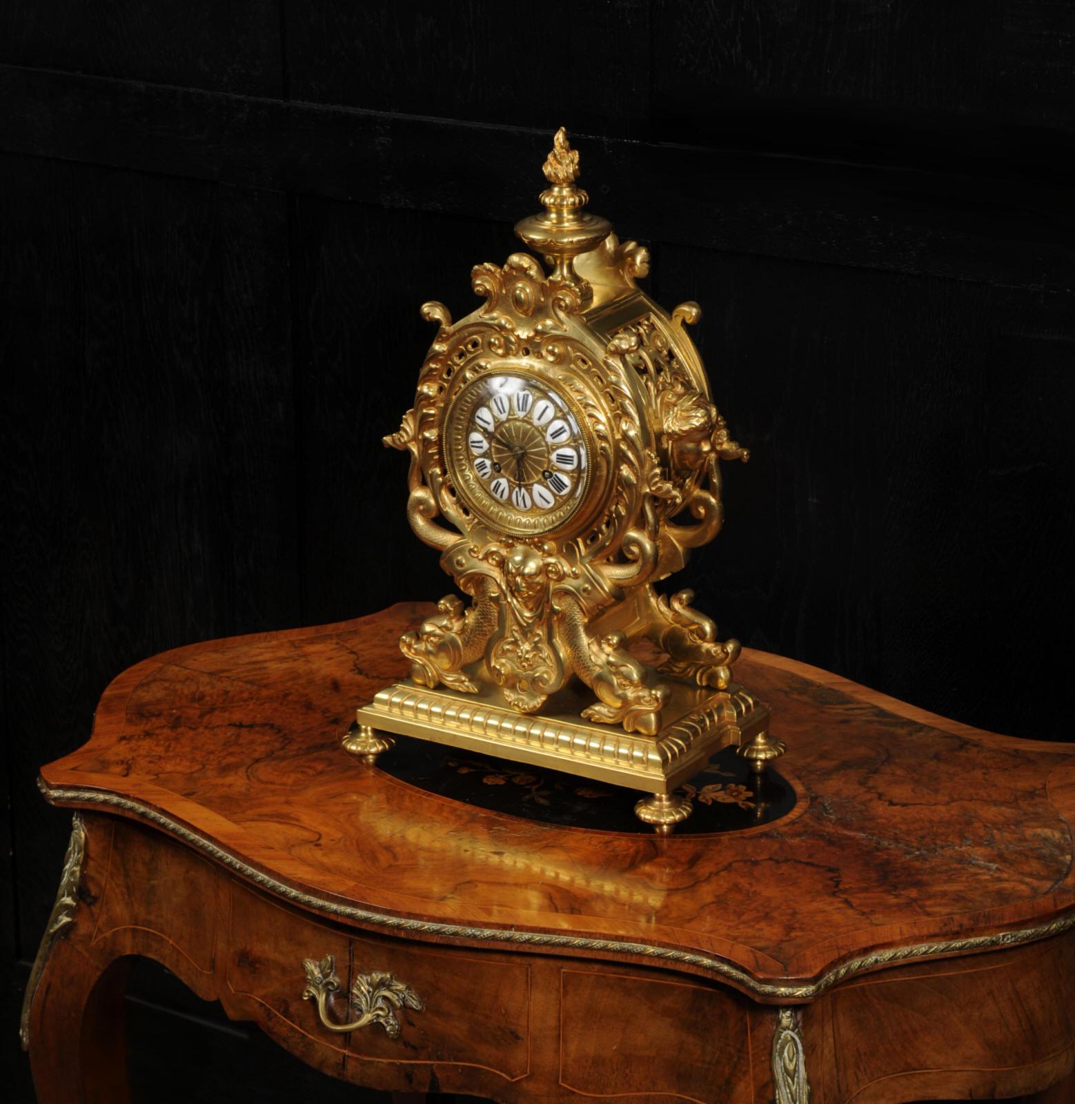 Antique French Gilt Bronze Baroque Clock, Mythical Sea at 1stDibs