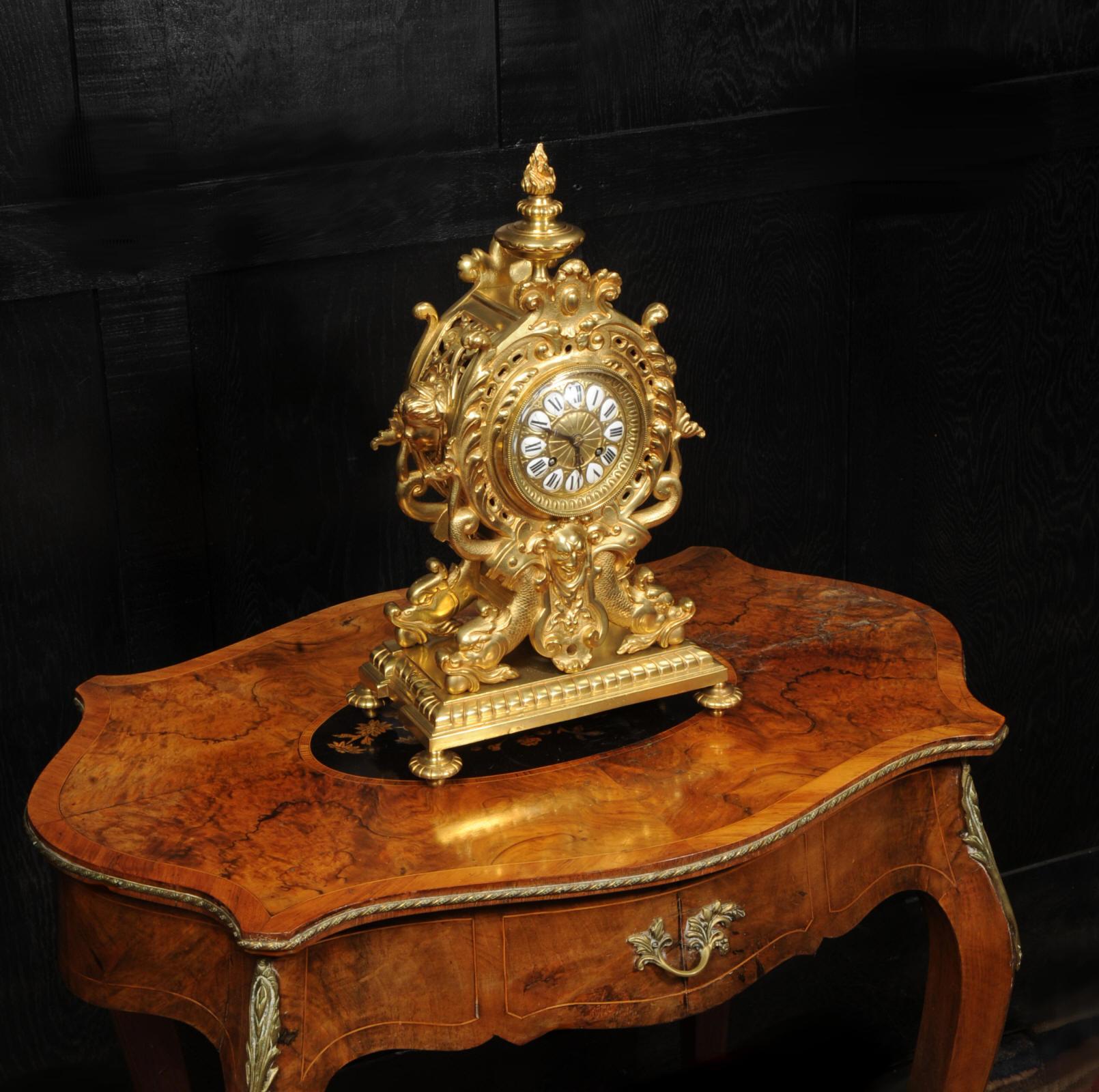 Antique French Gilt Bronze Baroque Clock, Mythical Sea at 1stDibs
