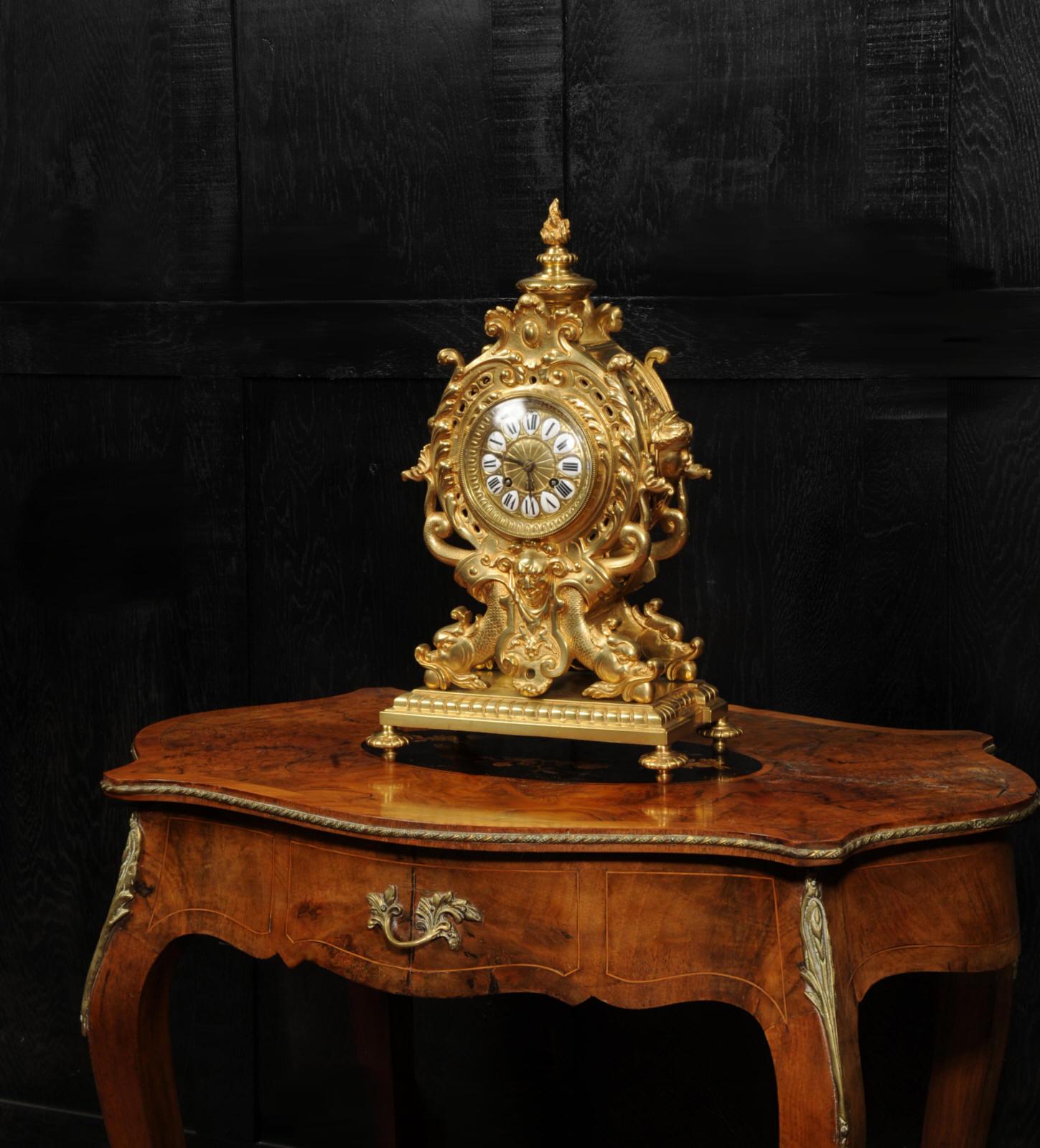 Antique French Gilt Bronze Baroque Clock, Mythical Sea at 1stDibs