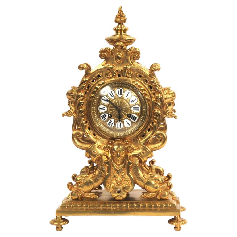 Antique French Gilt Bronze Baroque Clock, Mythical Sea For Sale at 1stDibs