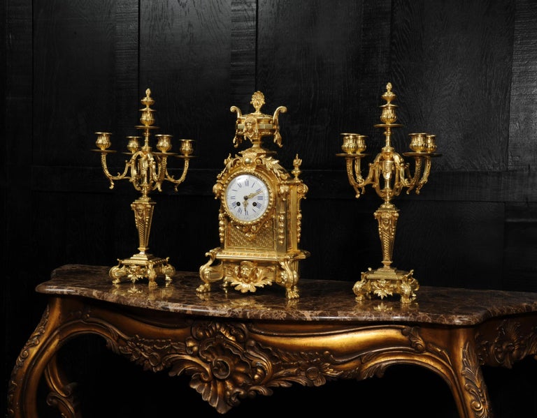Antique French Gilt Bronze Baroque Clock Set at 1stDibs