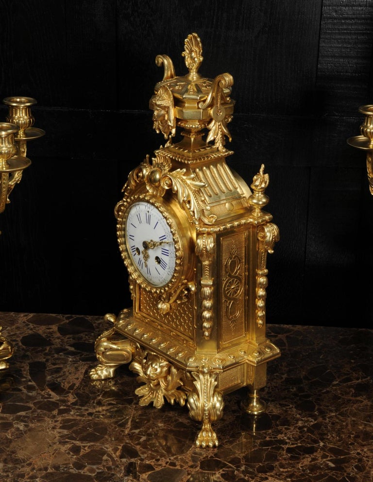 Antique French Gilt Bronze Baroque Clock Set at 1stDibs