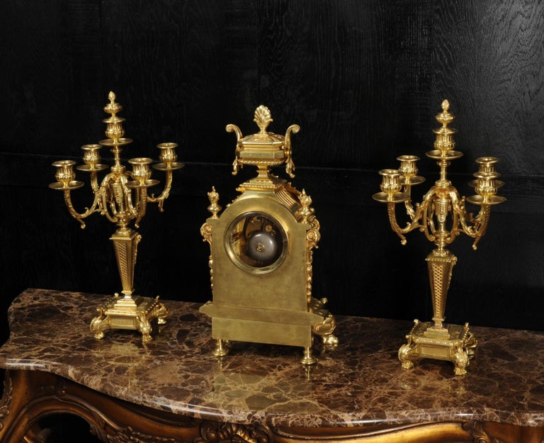 Antique French Gilt Bronze Baroque Clock Set at 1stDibs