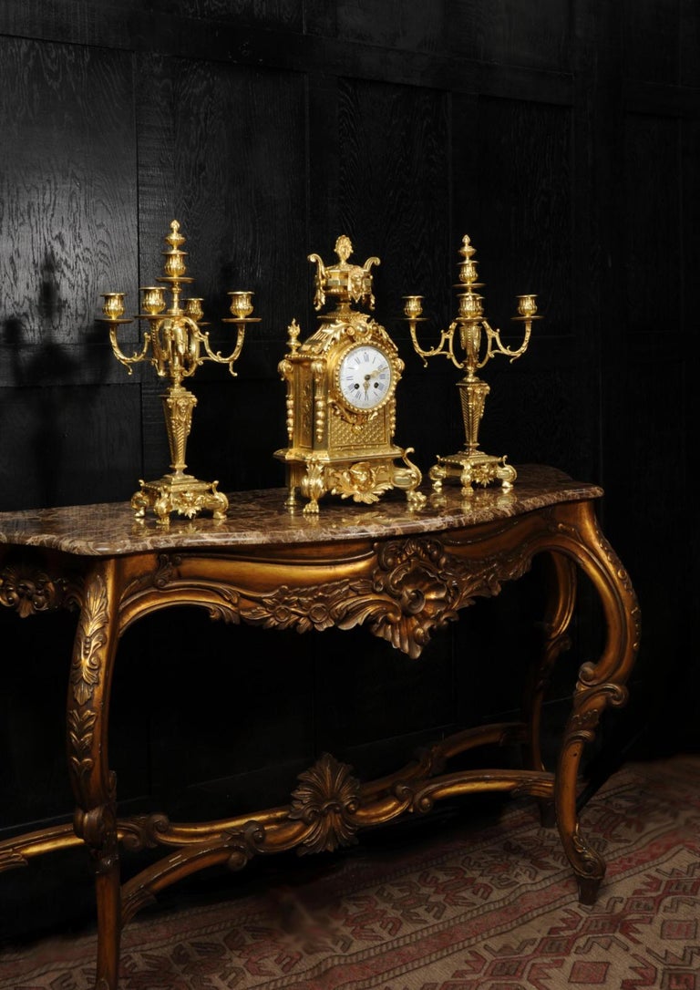 Antique French Gilt Bronze Baroque Clock Set at 1stDibs