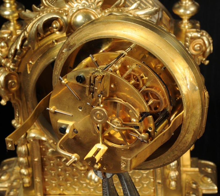 Antique French Gilt Bronze Baroque Clock Set at 1stDibs