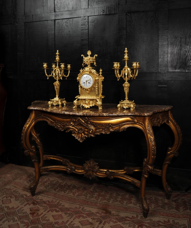 Antique French Gilt Bronze Baroque Clock Set at 1stDibs
