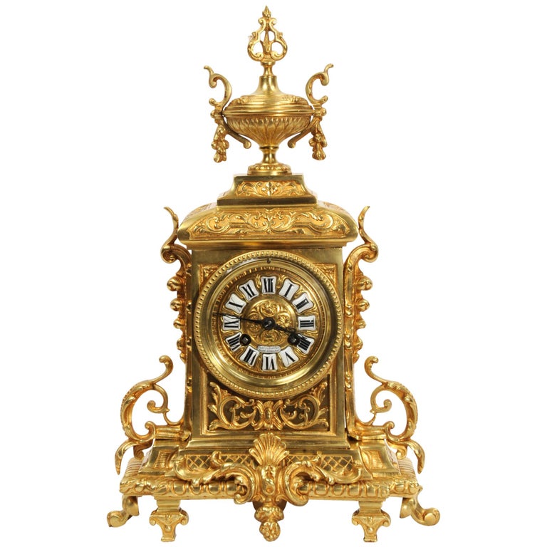 Antique French Gilt Bronze Louis XVI Clock at 1stDibs