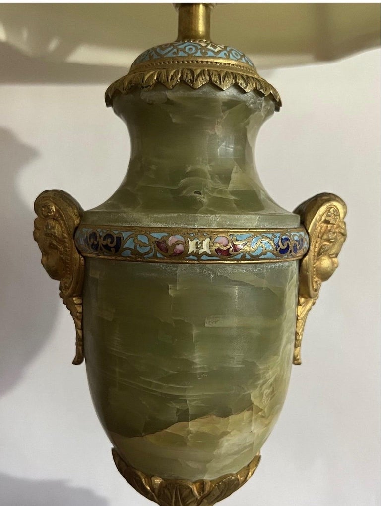 Antique French Gilt Bronze, Onyx and Champleve Enameled Cherub Handled ...
