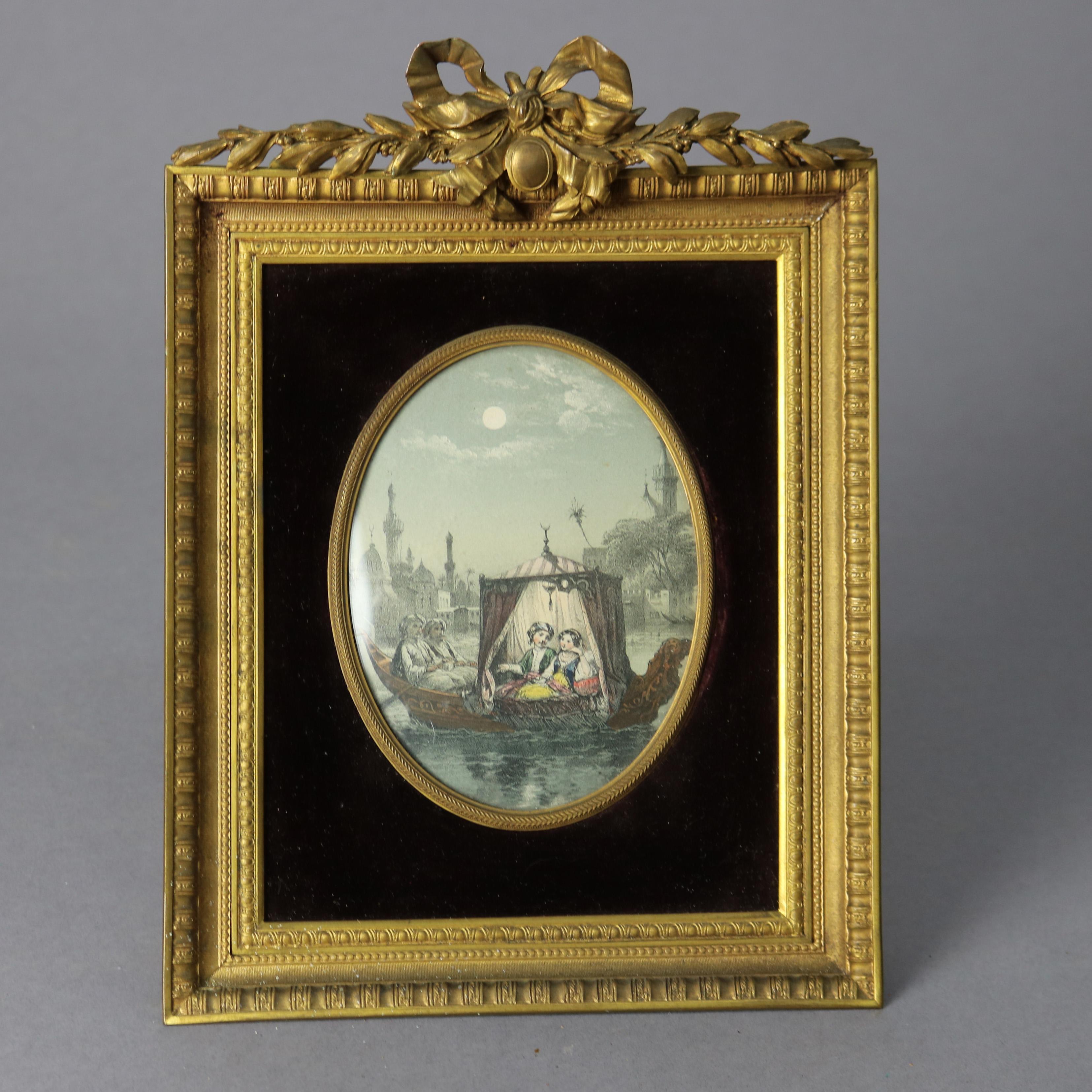 Antique French Gilt Bronze Photo Frame with Early Genre Scene ...